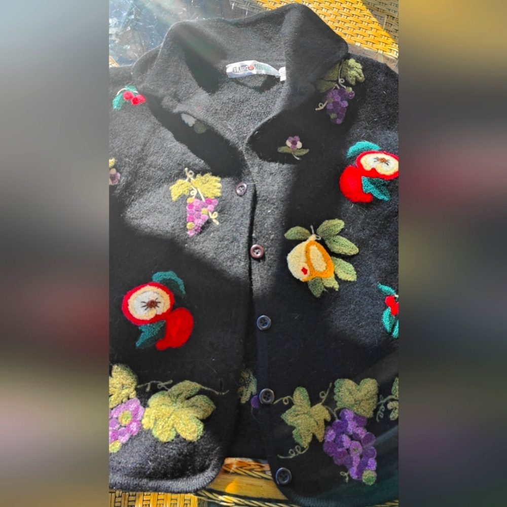 Claire Murray 100% Wool Fruit Jacket/Cardigan - Gem